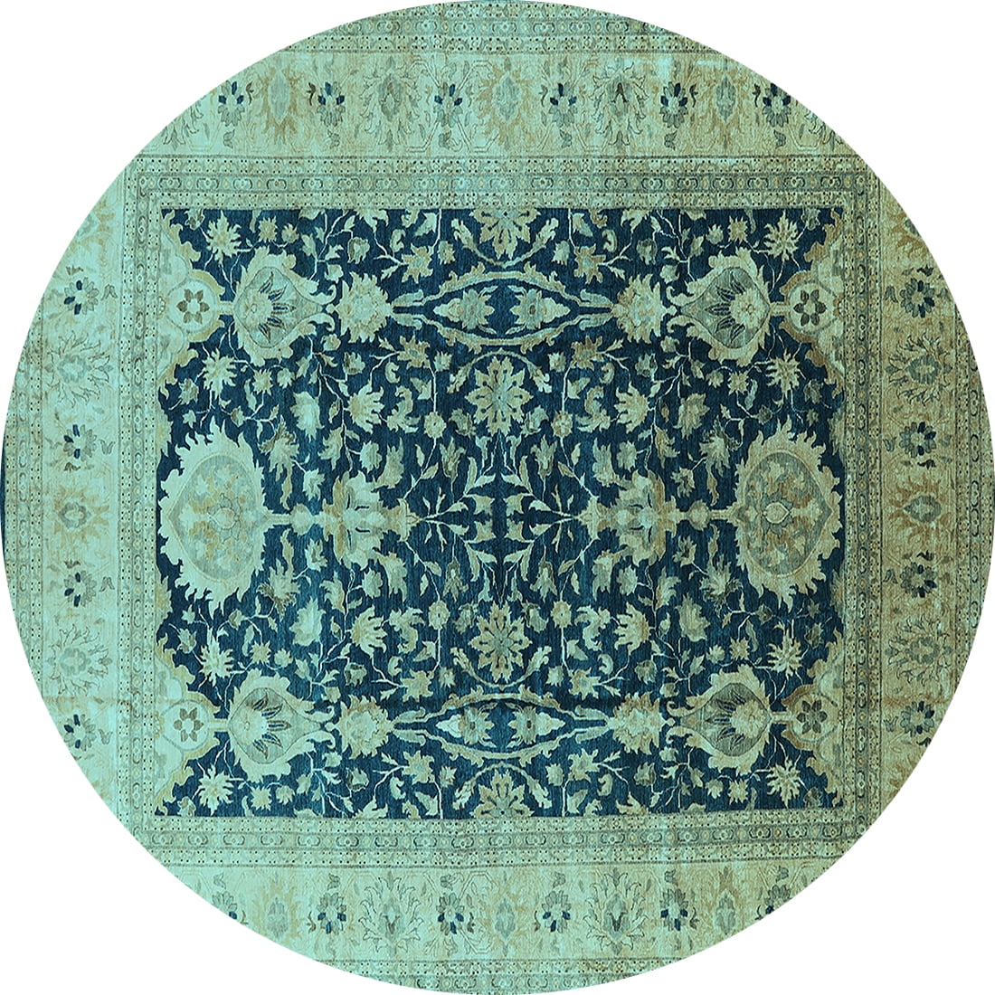 Ahgly Company Indoor Round Oriental Light Blue Traditional Area Rugs, 6 ...