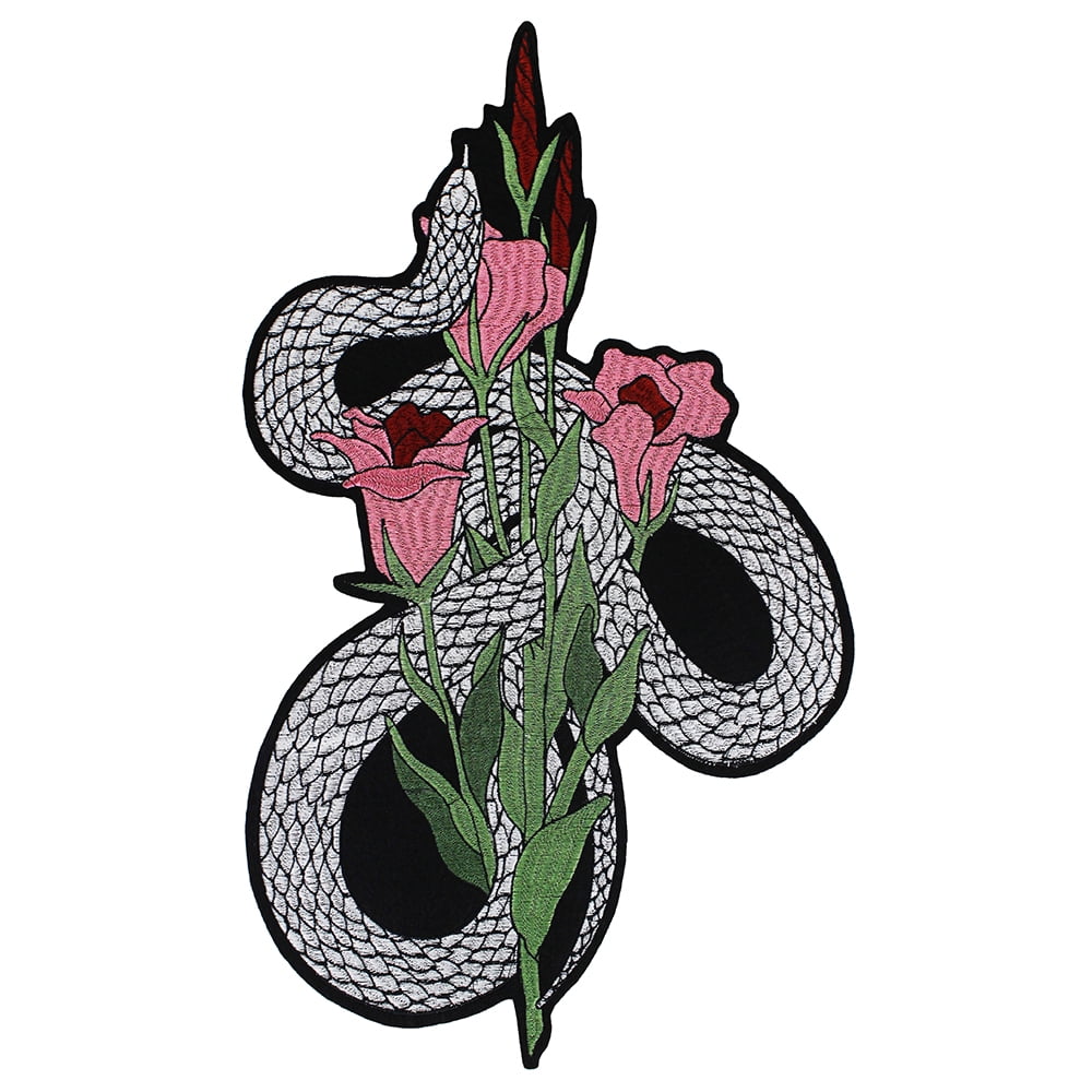 Snake Flower Patches Embroidery Patches Iron on Patches for Jacket ...