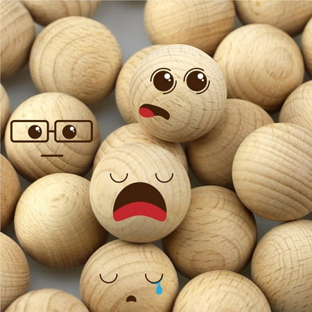 50 PCS Wooden Round Ball Unfinished Natural Round Hardwood round balls ...