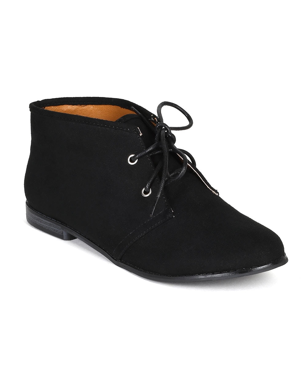 Qupid CB45 Women Suede Round Toe Lace Up Oxford Flat Bootie - Walmart.com