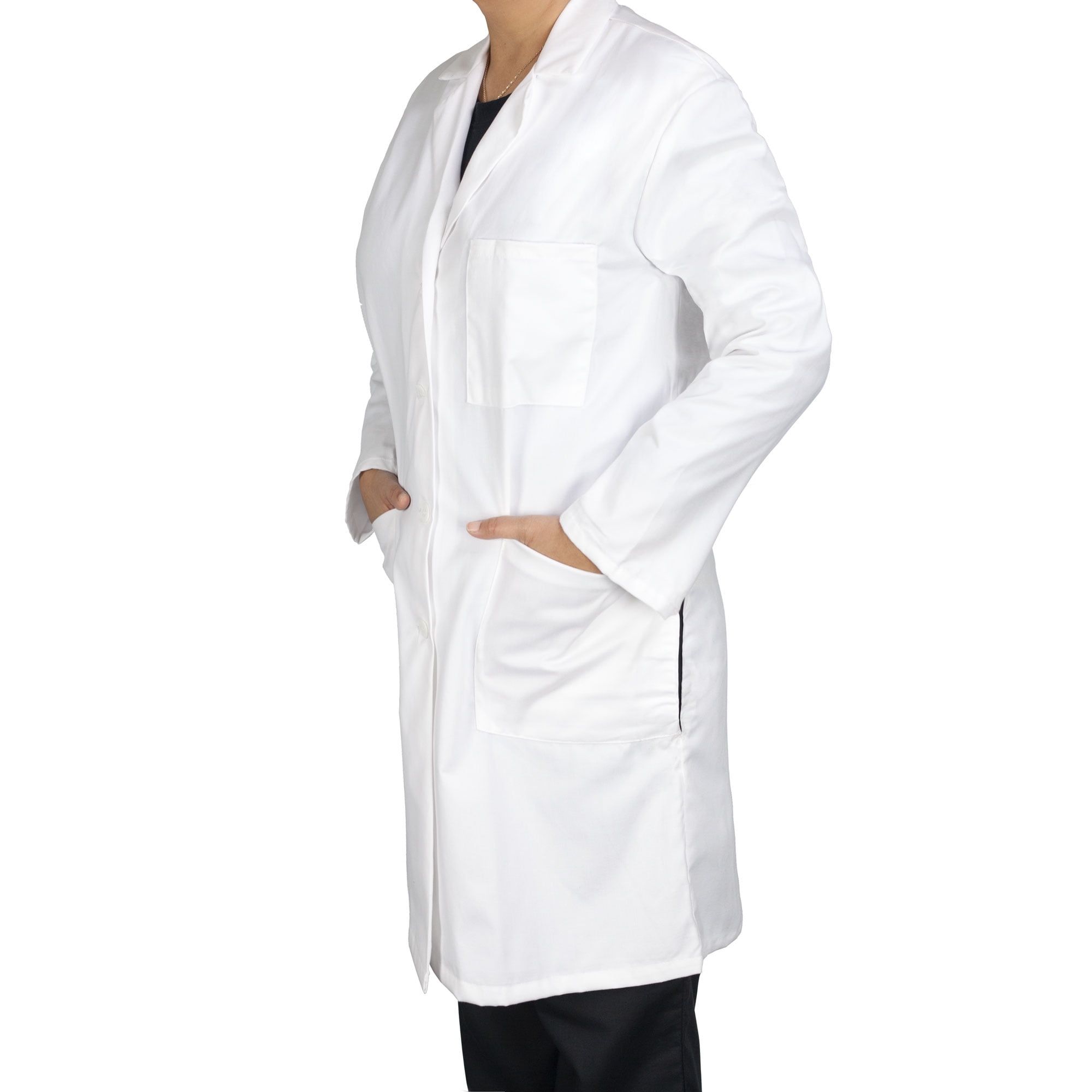 Medgear White Lab Coat 39" for Women, Long Sleeve, 5 Pocket & Back Belt ...