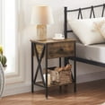 "VECELO Rustic Bedside Table with Drawer, Small 2-Piece Wood Side Table ...