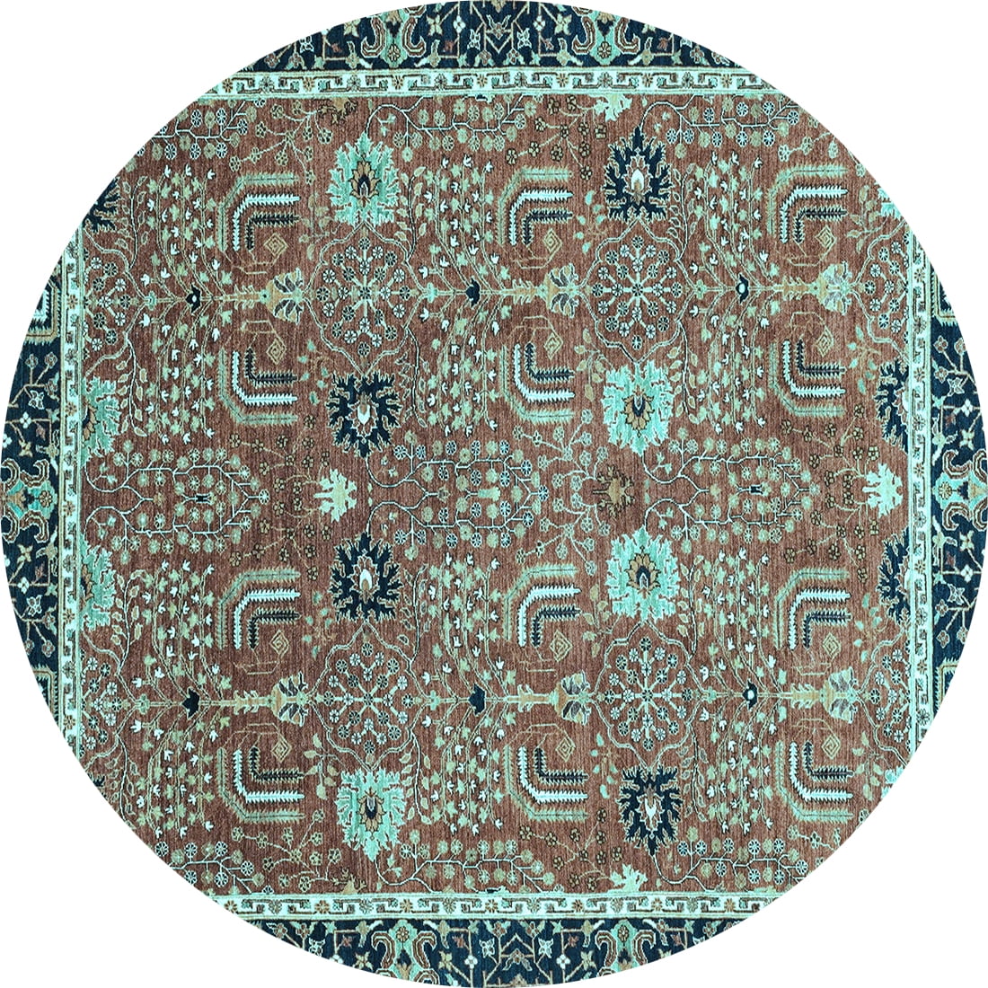 Ahgly Company Indoor Round Oriental Light Blue Traditional Area Rugs, 6 ...