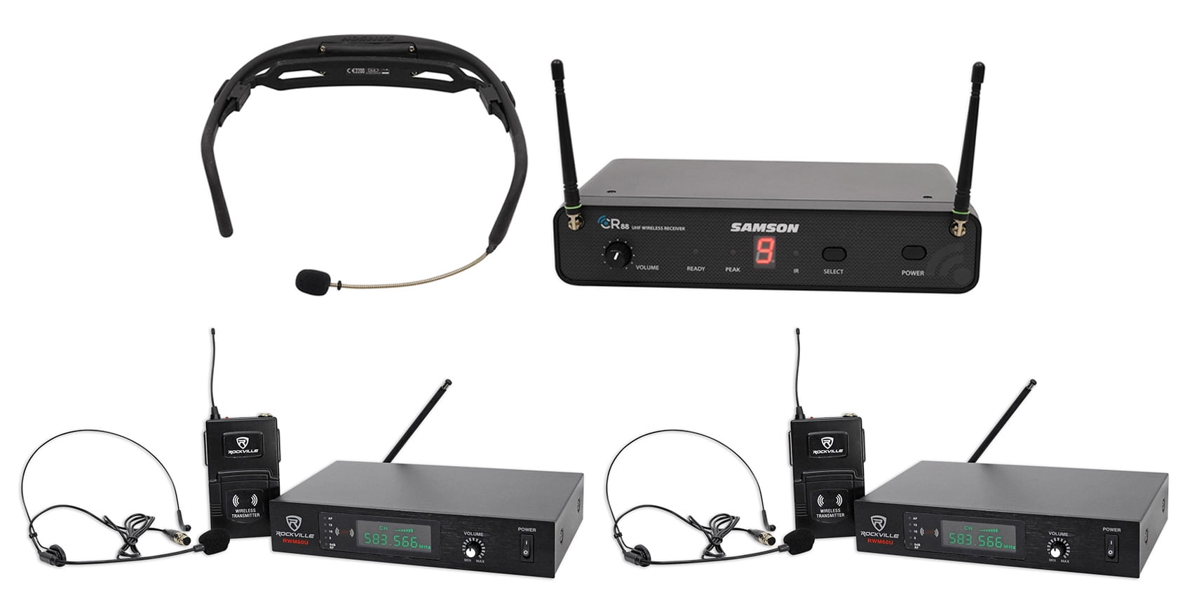 Samson Airline 88 Headset Wireless UHF Microphone Fitness System+2 ...