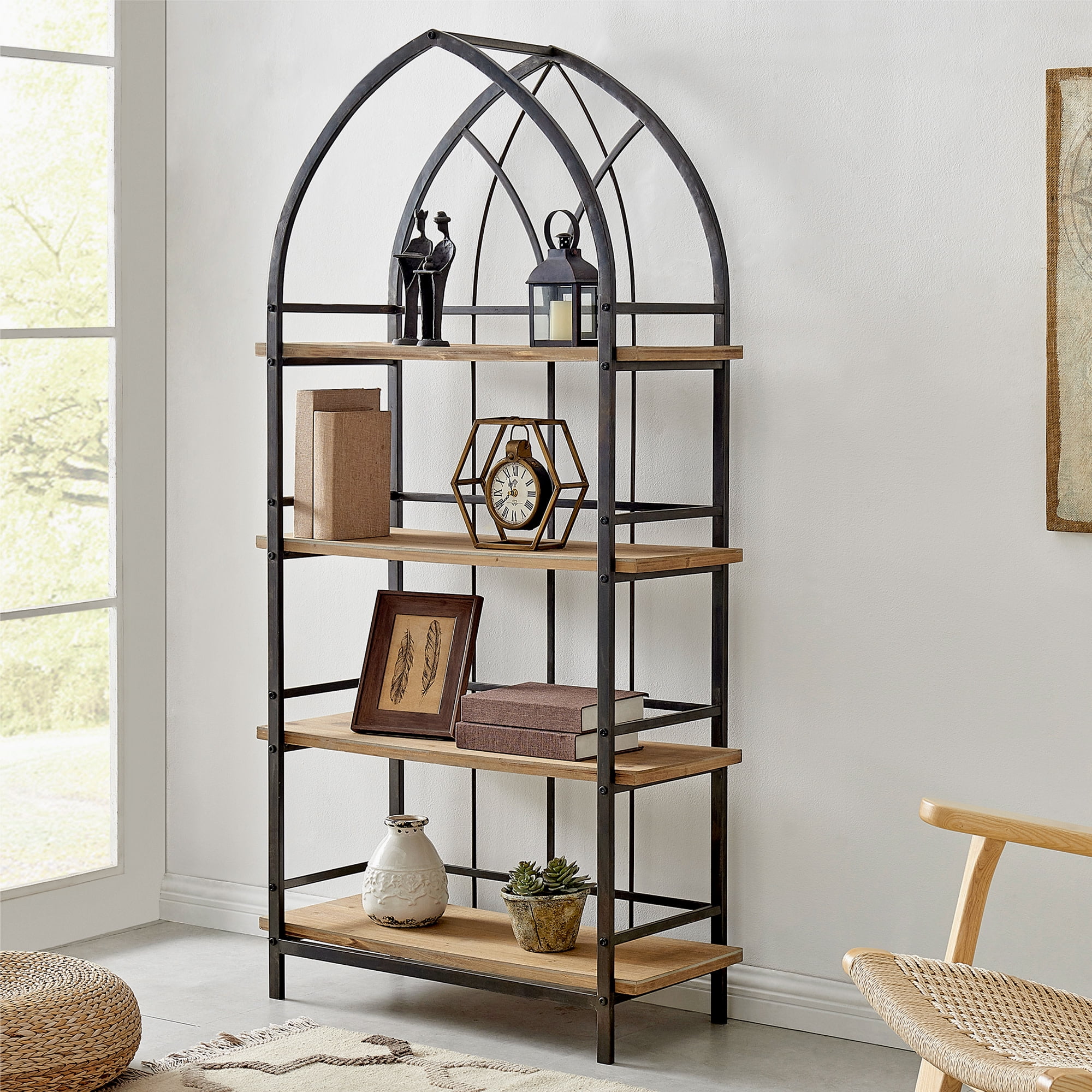 FirsTime & Co. Natural Ridgeway Arch Bookcase, Farmhouse, Rustic ...