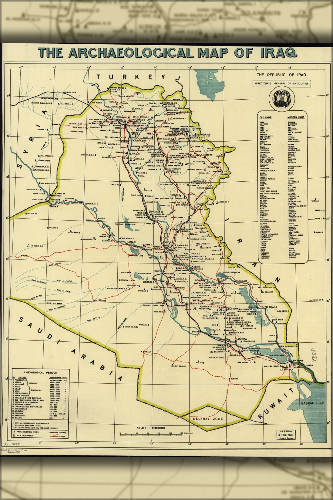 24"x36" Gallery Poster, archaeological map of Iraq 1967 - Walmart.com