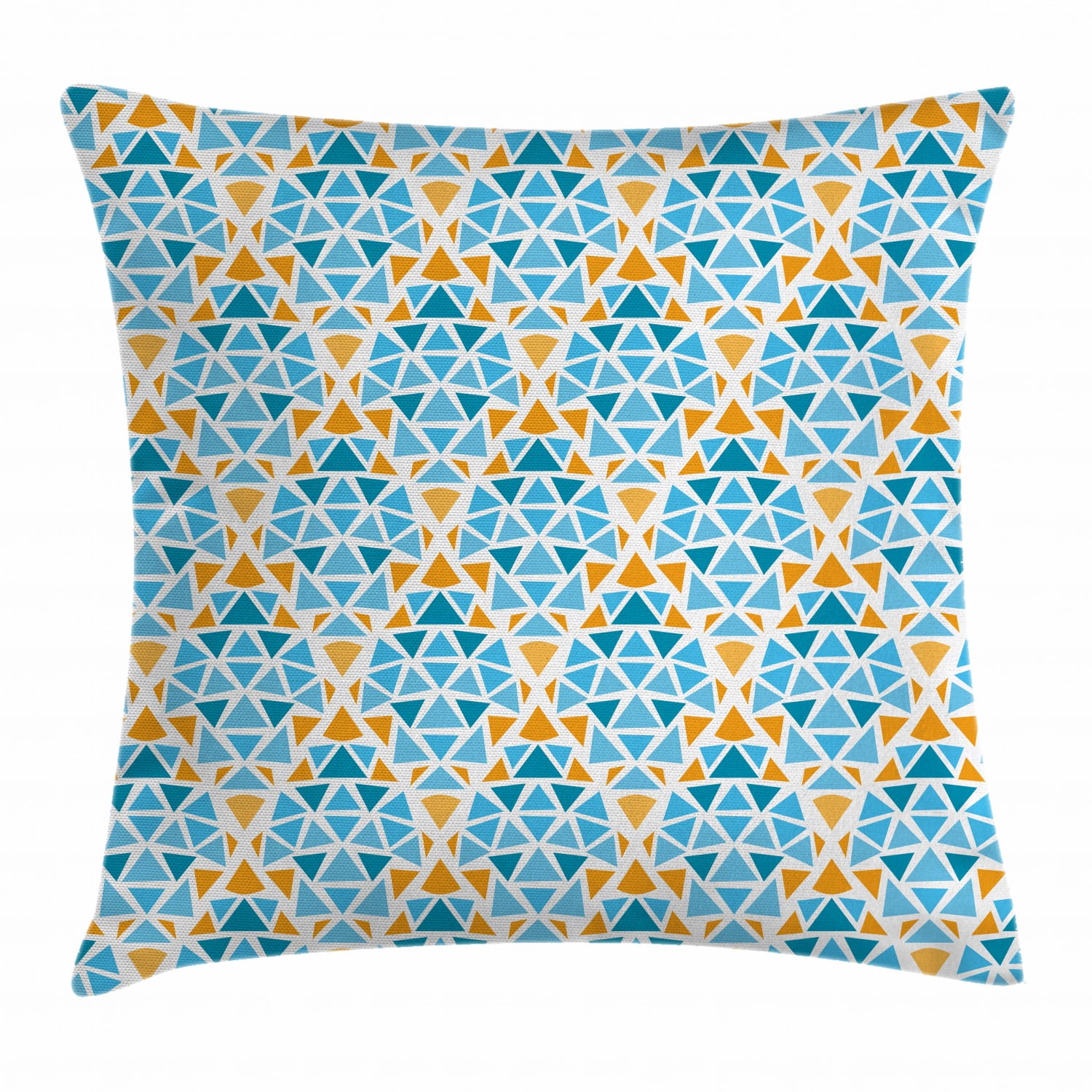 Yellow and Blue Throw Pillow Cushion Cover, Diamond Shaped Triangle ...