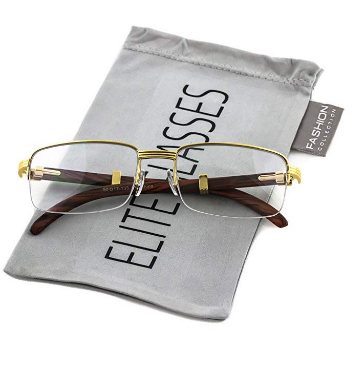 Elite WOOD Art Nouveau VINTAGE Semi Rimless Style Gangster RICH Frame ...