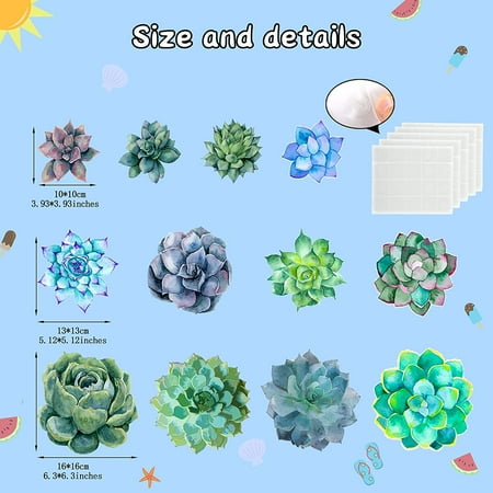 60 Pieces Succulents Cut-Outs Watercolor Succulents Cutouts 12 Styles ...