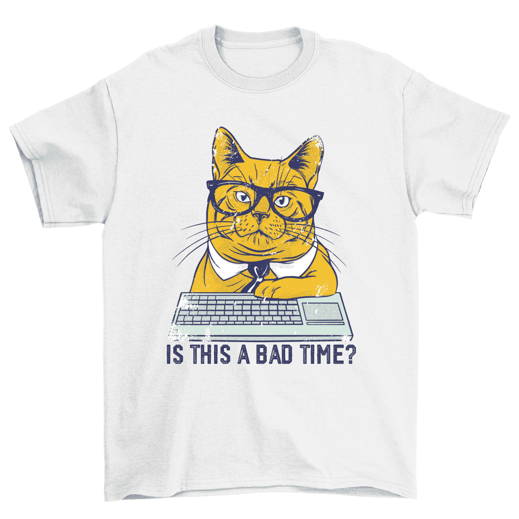 Is This A Bad Time Computer Cat Funny IT Tech Kitty Cat T-Shirt Men ...