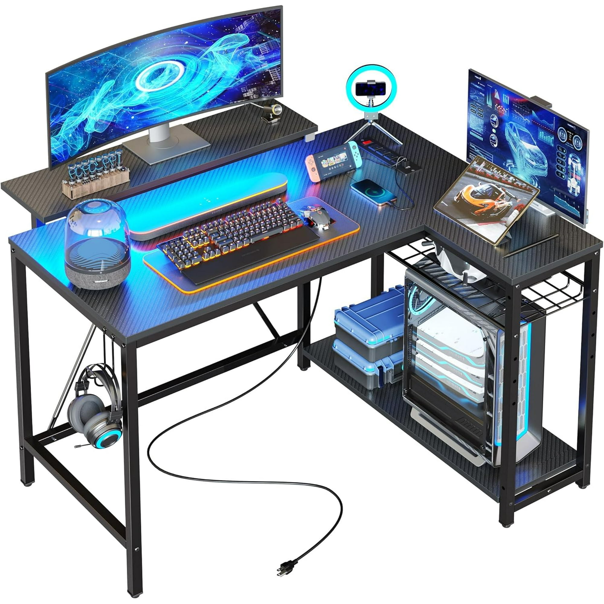 Click here for Bestier 42 Small L Shaped Gaming Desk With Power O... prices