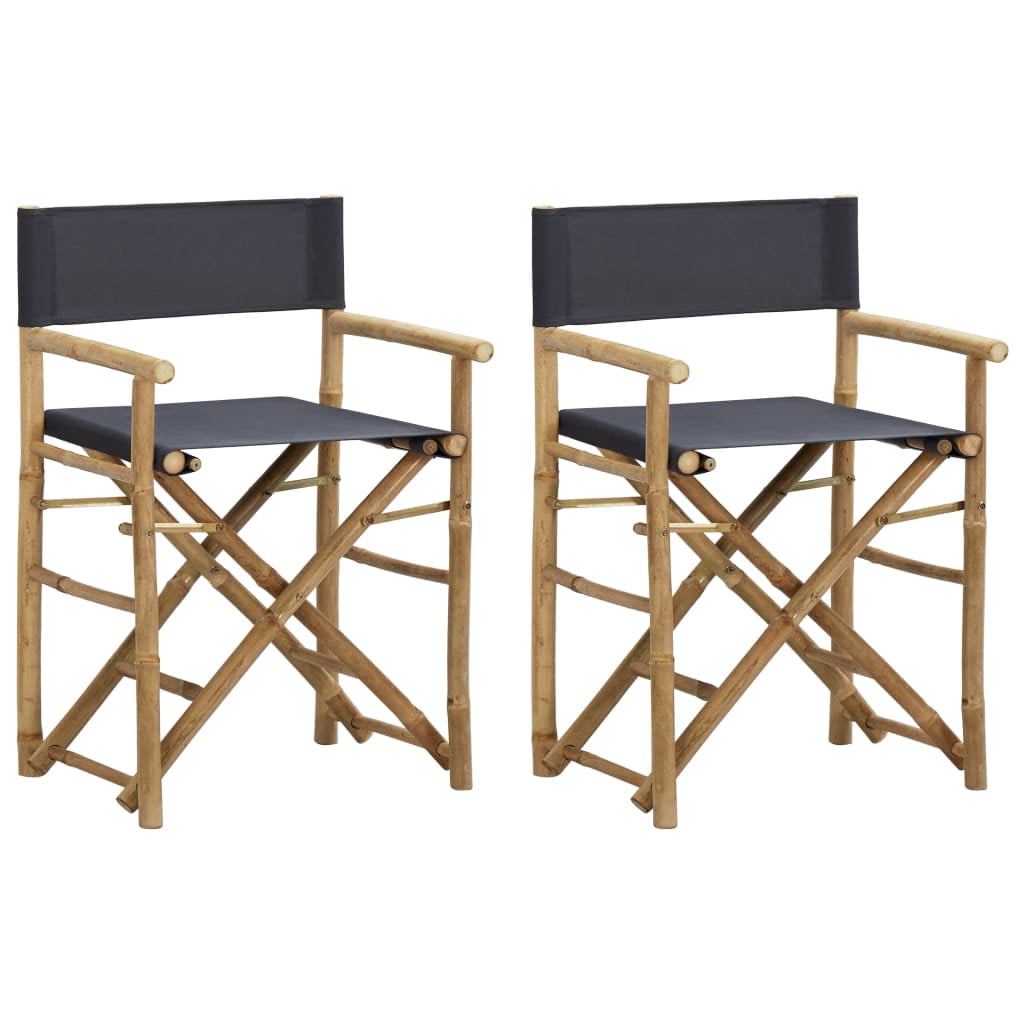 vidaXL Folding Director's Chairs 2 Pcs Outdoor Camping Chair Bamboo and ...