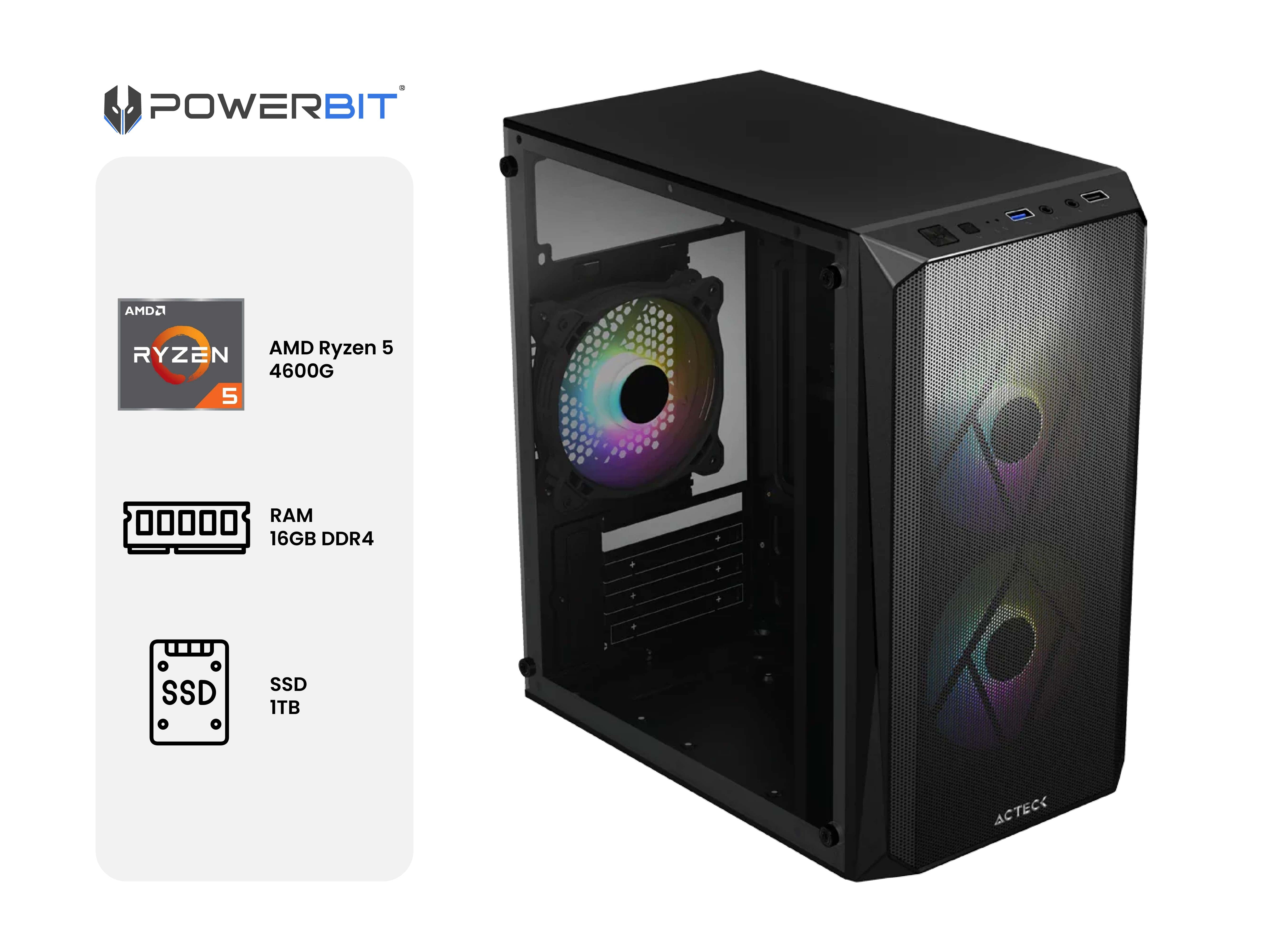 PC de Escritorio Powerbit Nano Byte Procesador AMD Ryzen 5 4600G 16GB ...