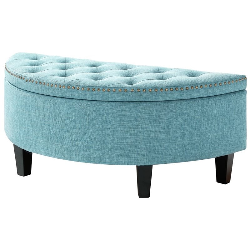 Brika Home Half Moon Upholstered Storage Ottoman in Light Blue ...