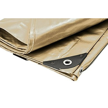 Canopies and Tarps Premium Tan Heavy Duty Poly Tarp, 14' x 16' - 18 ...