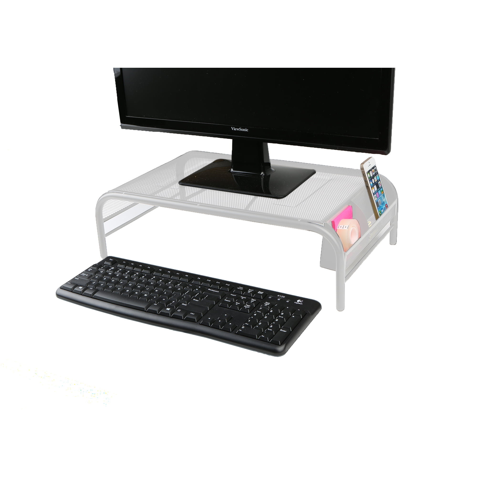 Mind Reader Mesh Monitor Stand, Metal Mesh Riser & Desk Organizer ...
