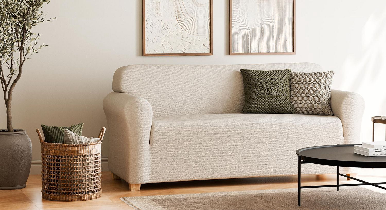 SmartFit Boucle Stretch Sofa Recycled Fabric Slipcover with Performance ...