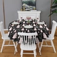 Christmas Tree Snowflake Black Pattern Round Tablecloth, Fits 60-Inch ...