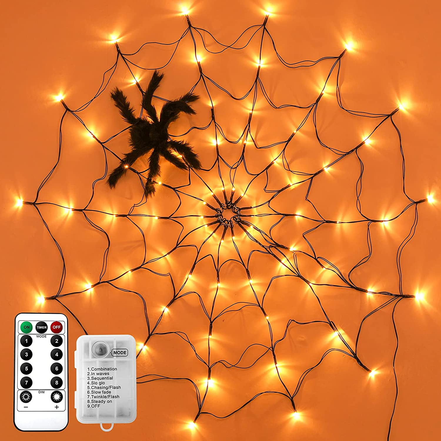 Halloween Spider Web Lights Halloween Lights Indoor with 3.3FT Spider ...