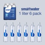 smartwater vapor distilled premium water, 1 liter, 6 count bottles ...