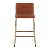 Casper Fixed-Height Contemporary Counter Stool In Gold Metal And Camel Faux Leather - Set Of 2 ...
