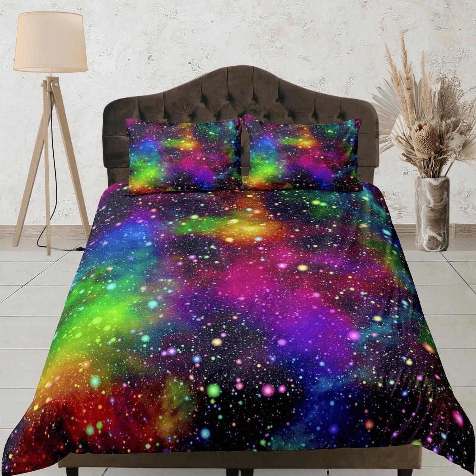 Rainbow Galaxy Bedding, 3D Outer Space Bed Set Full, Cosmic Duvet Cover ...