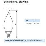 Philips 549246 - 2BA11/PER/927-922/CL/G/E12/WGX 1FB T20 Candle Tip LED ...