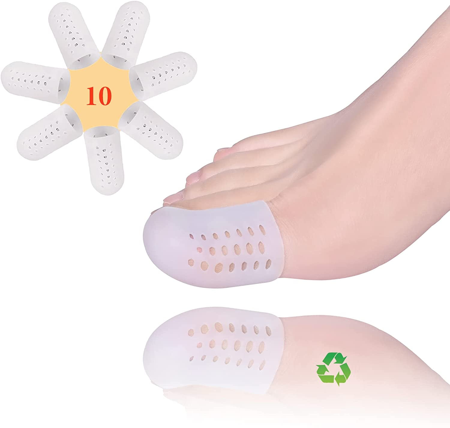 Roofei Big Toe Protector, 10PCS Breathable Gel Toe Cap Silicone Toe ...