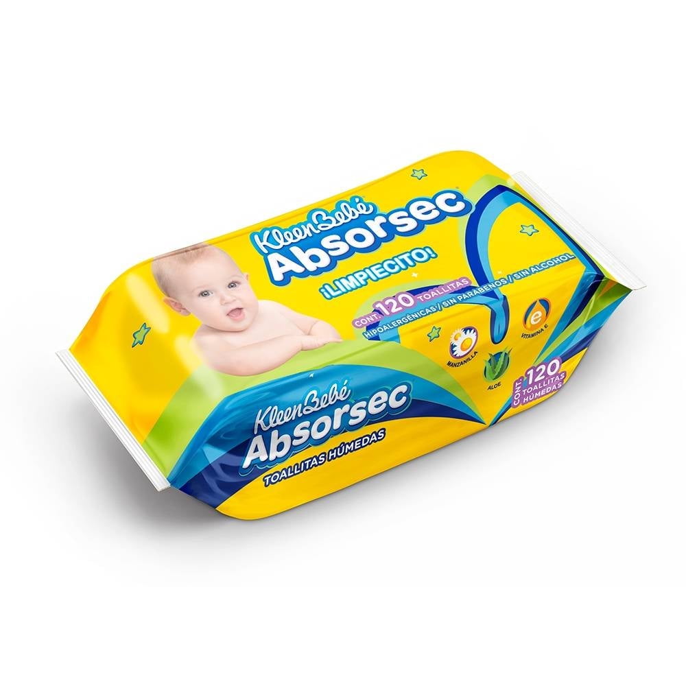 Toallitas húmedas Kleenbebé AbsorSec con aroma a manzanilla 120 pzas ...