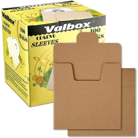 CD Sleeves 100 Packs Kraft Paper Envelopes 5 x 5 Inches Brown DVD Paper ...