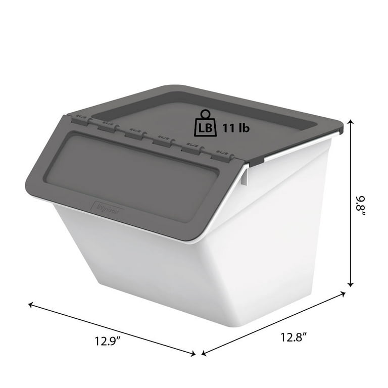 Stackable Storage Bin With Hinged Lid, 38L Plastic Storage, 42% OFF