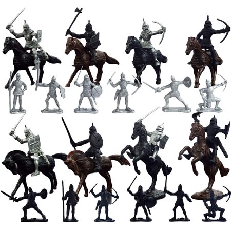 28PCS Knights Model Set, Plastic Warriors Medieval Knights Horses ...