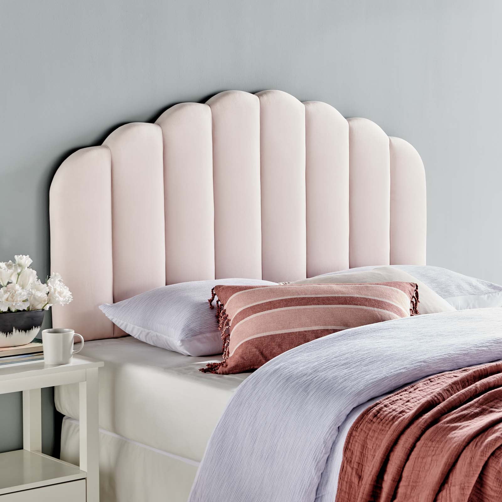 Modway Veronique Twin Performance Velvet Headboard Pink