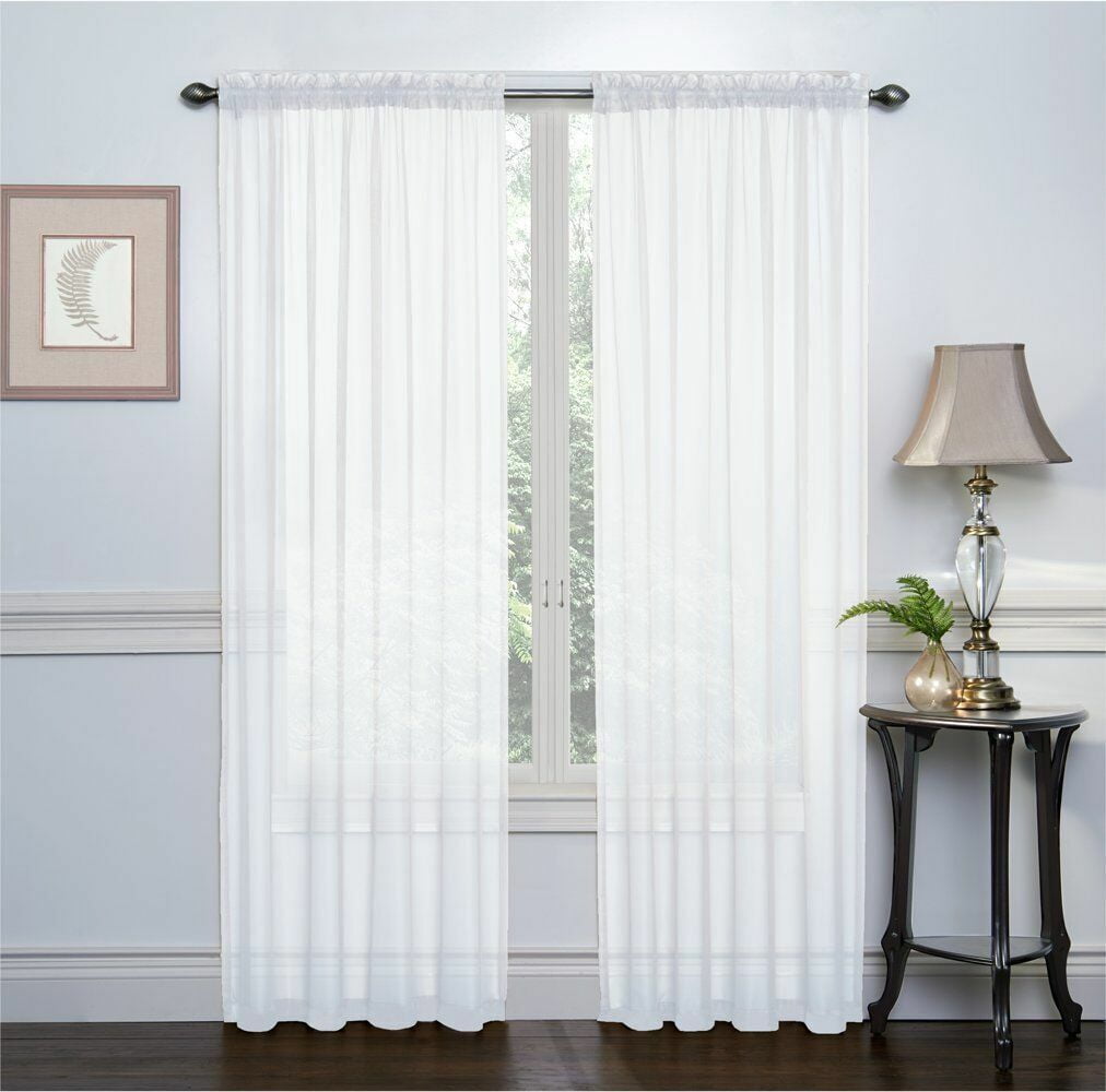 Basic 2 Pack Sheer Voile Home Window Curtains - Assorted Colors & Sizes ...