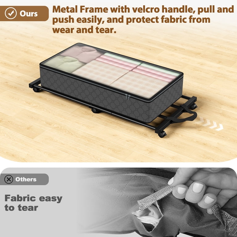Underbed Cart With Wheels Under Bed Storage With Wheels, Under Bed