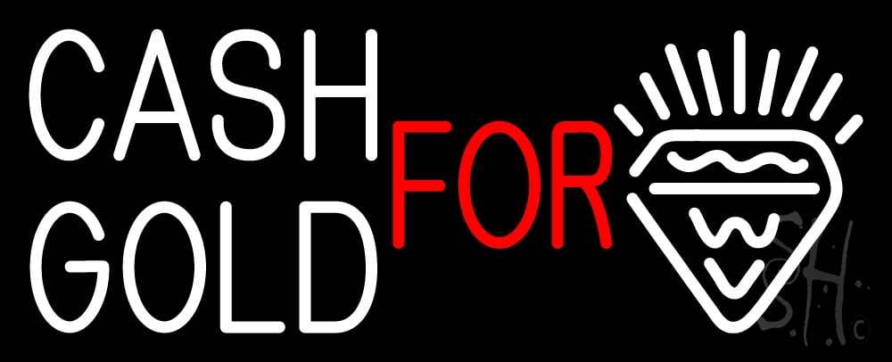 Cash For Gold Diamond Logo 1 LED Neon Sign 10 x 24 - inches, Black ...