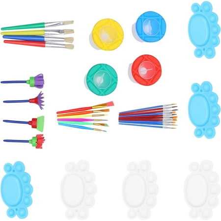 Kids Painting Tool Kit DIY Paint Brush Art Palette No Spill Paint Cups ...