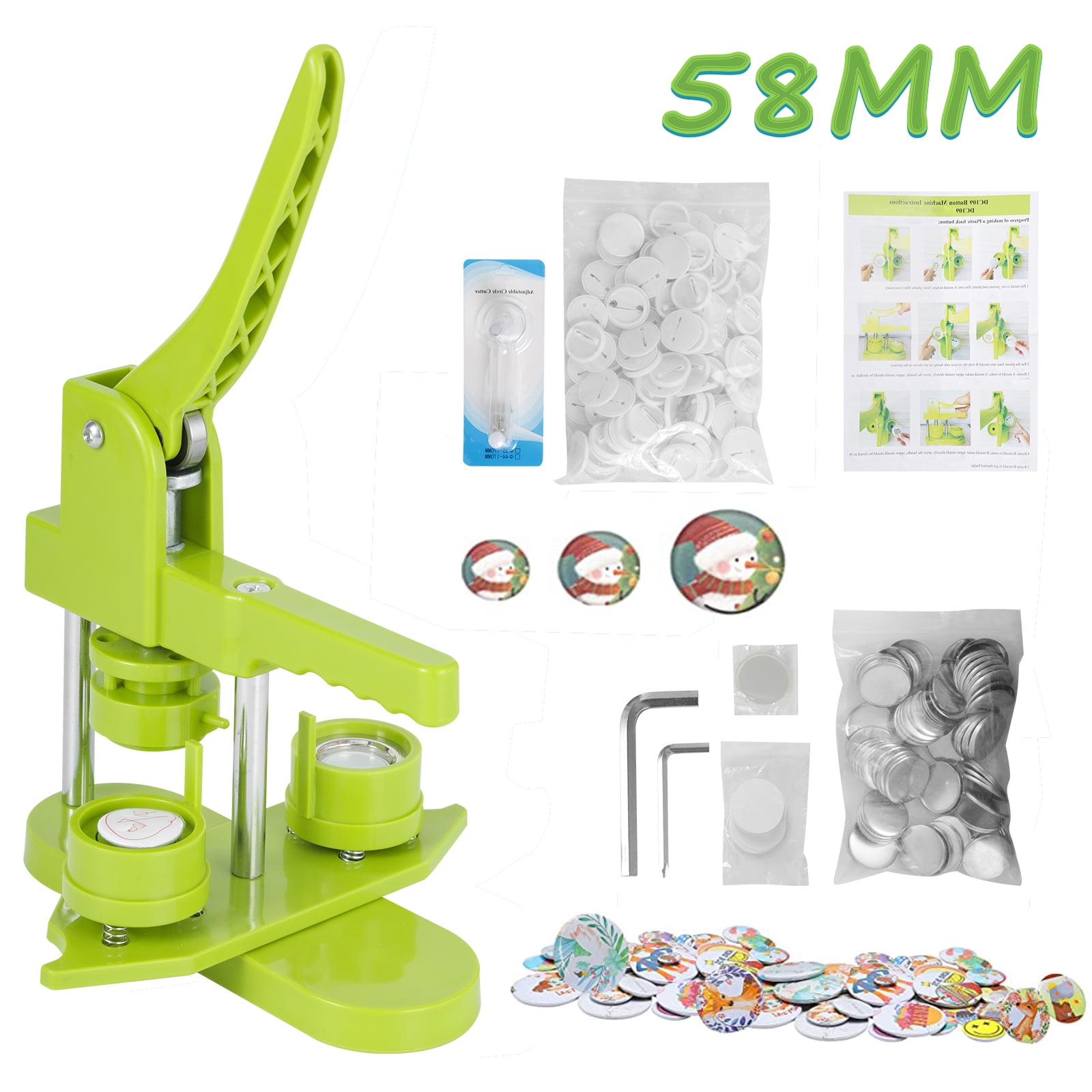 Viferr DIY Pin Button Maker Machine Badge Punch Press with 100Pcs ...