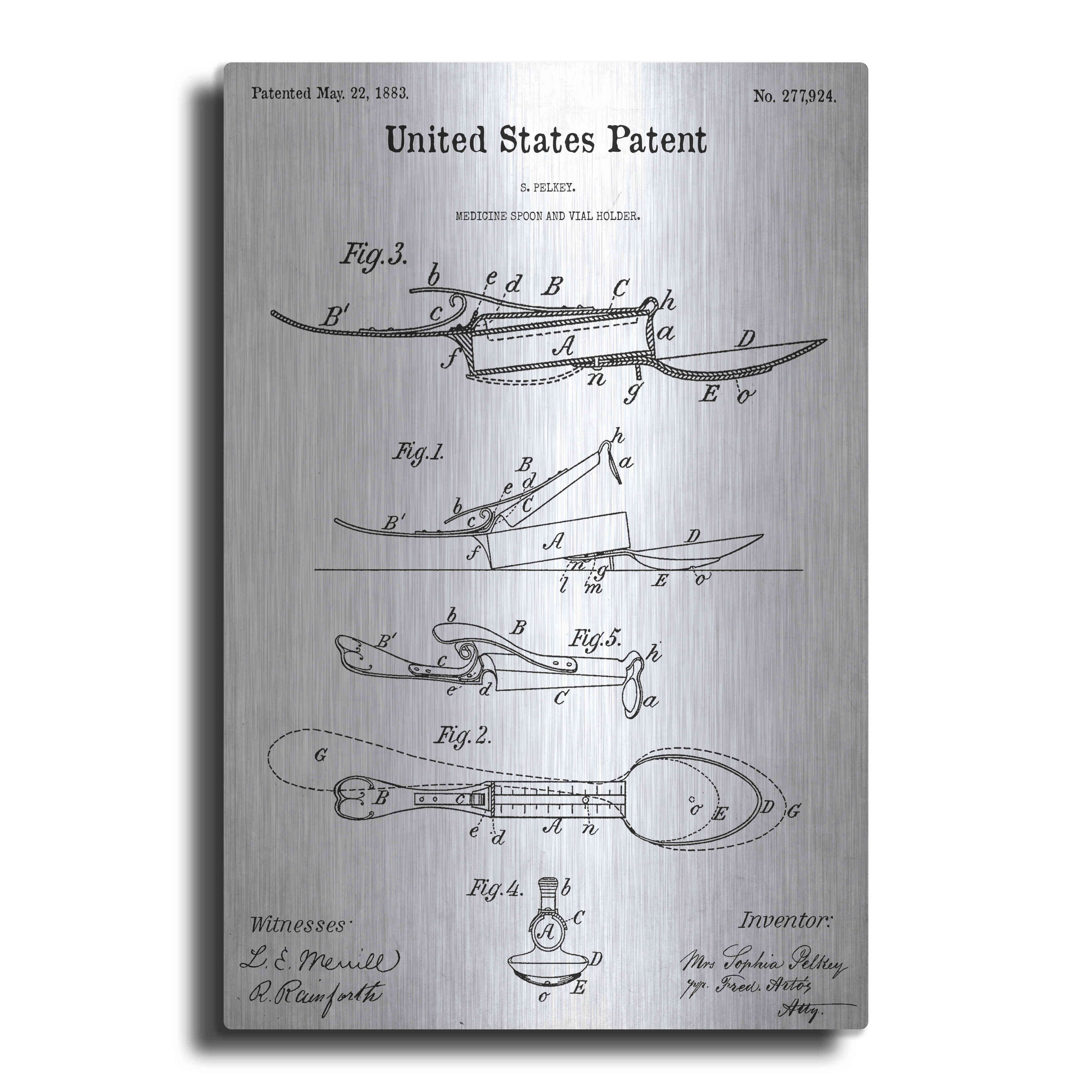 Luxe Metal Art 'Medicine Spoon Blueprint Patent White' Acrylic Glass ...