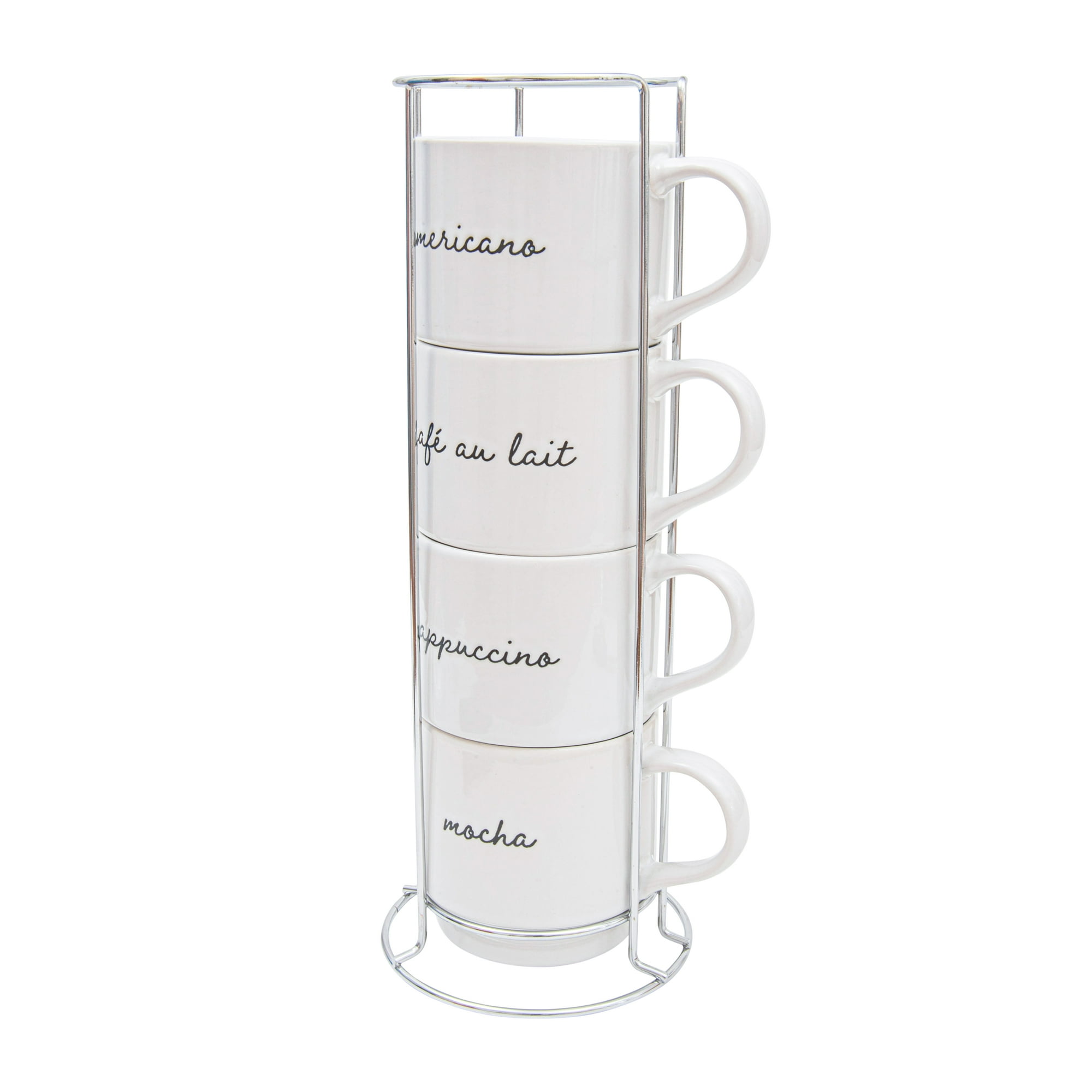 Click here for Hometrends 4 Pc Stackable Mugs With Silver Metal S... prices