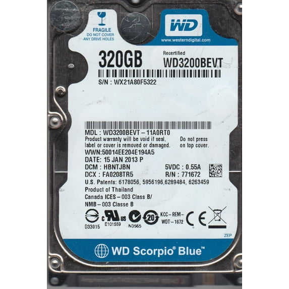WD3200BEVT-11A0RT0, DCM HBNTJBN, Western Digital 320GB SATA 2.5 Hard Drive - Walmart.com