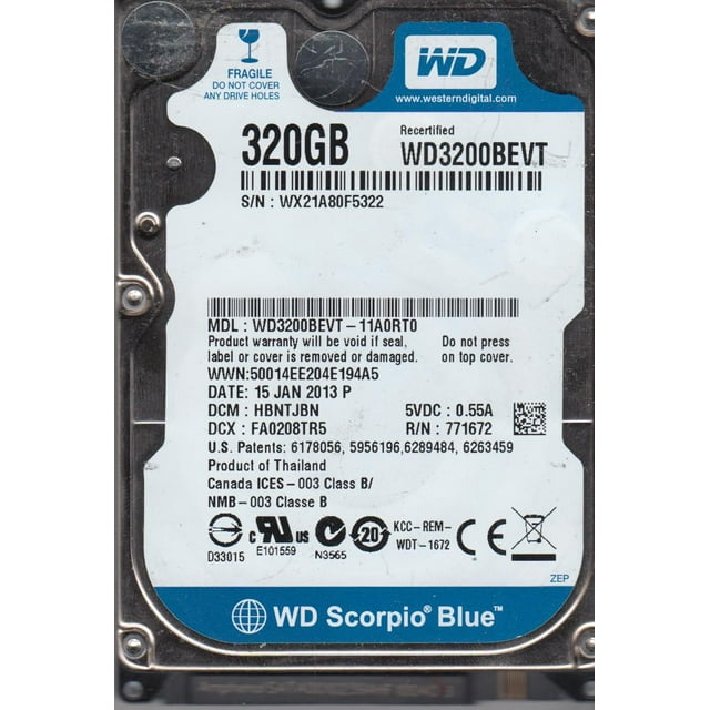 WD3200BEVT-11A0RT0, DCM HBNTJBN, Western Digital 320GB SATA 2.5 Hard ...