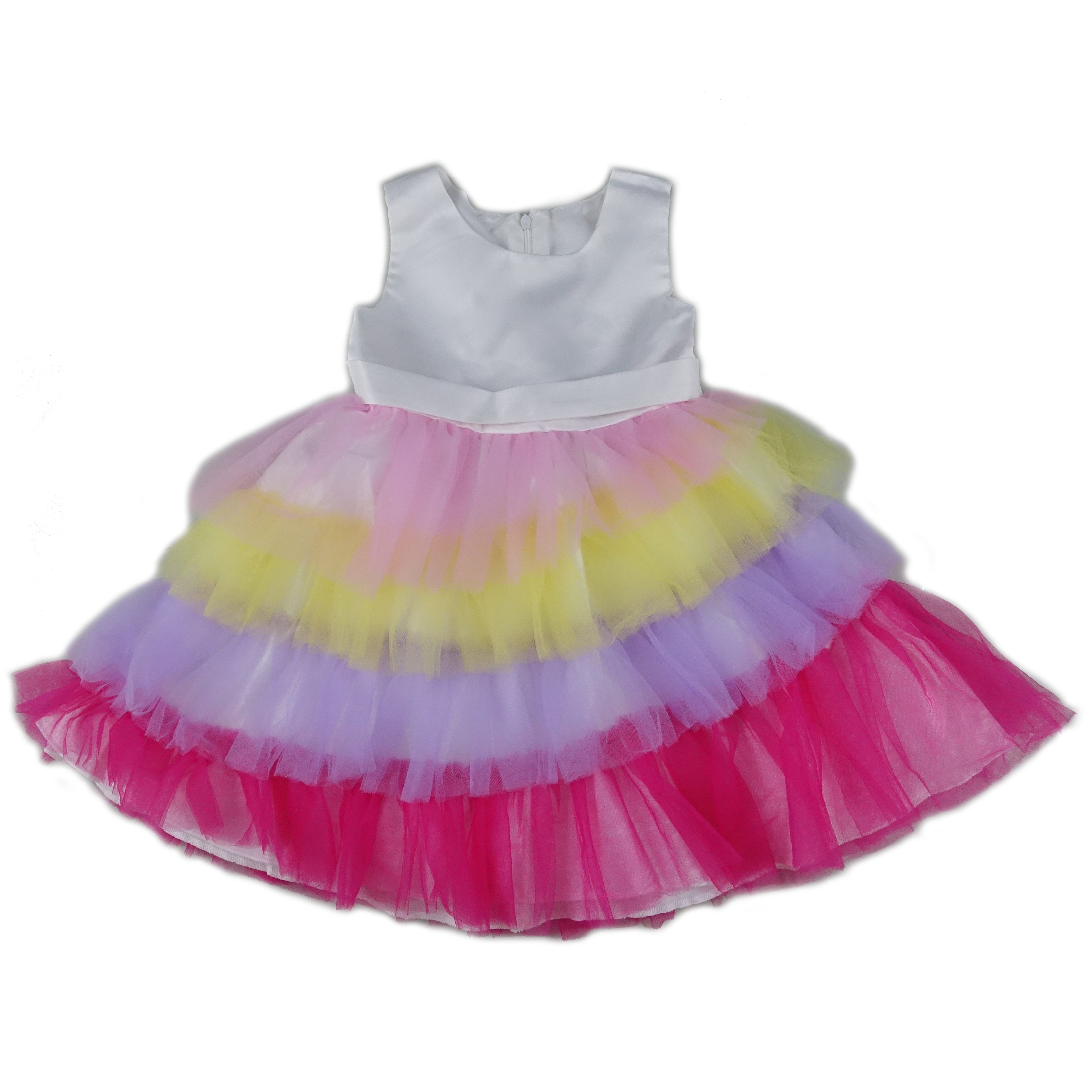 Wenchoice Rainbow Ruffle Bow Dress Girls S(1-2T) - Walmart.com