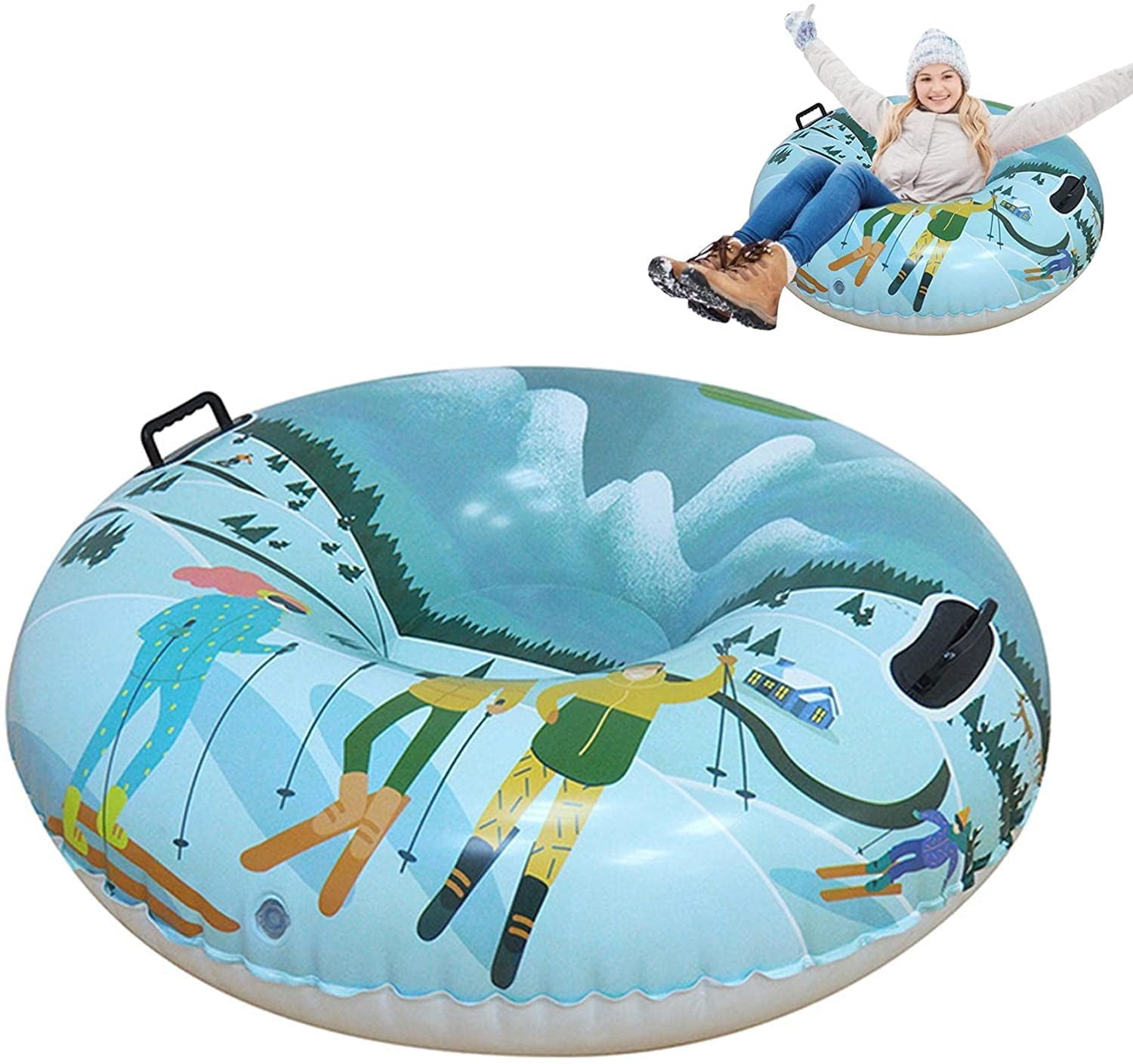 Winter Snow Tube, Inflatable Snow Sled for Kids and Adults, Heavy Duty ...