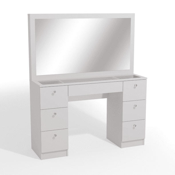 Ember Interiors Chantal Modern White Painted Vanity Table, for Bedroom ...