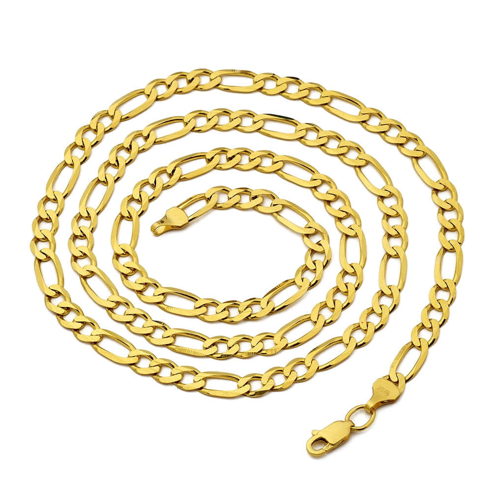 14K Yellow Gold 5.5mm Solid Figaro Chain Necklace (22 inches) - Walmart.com