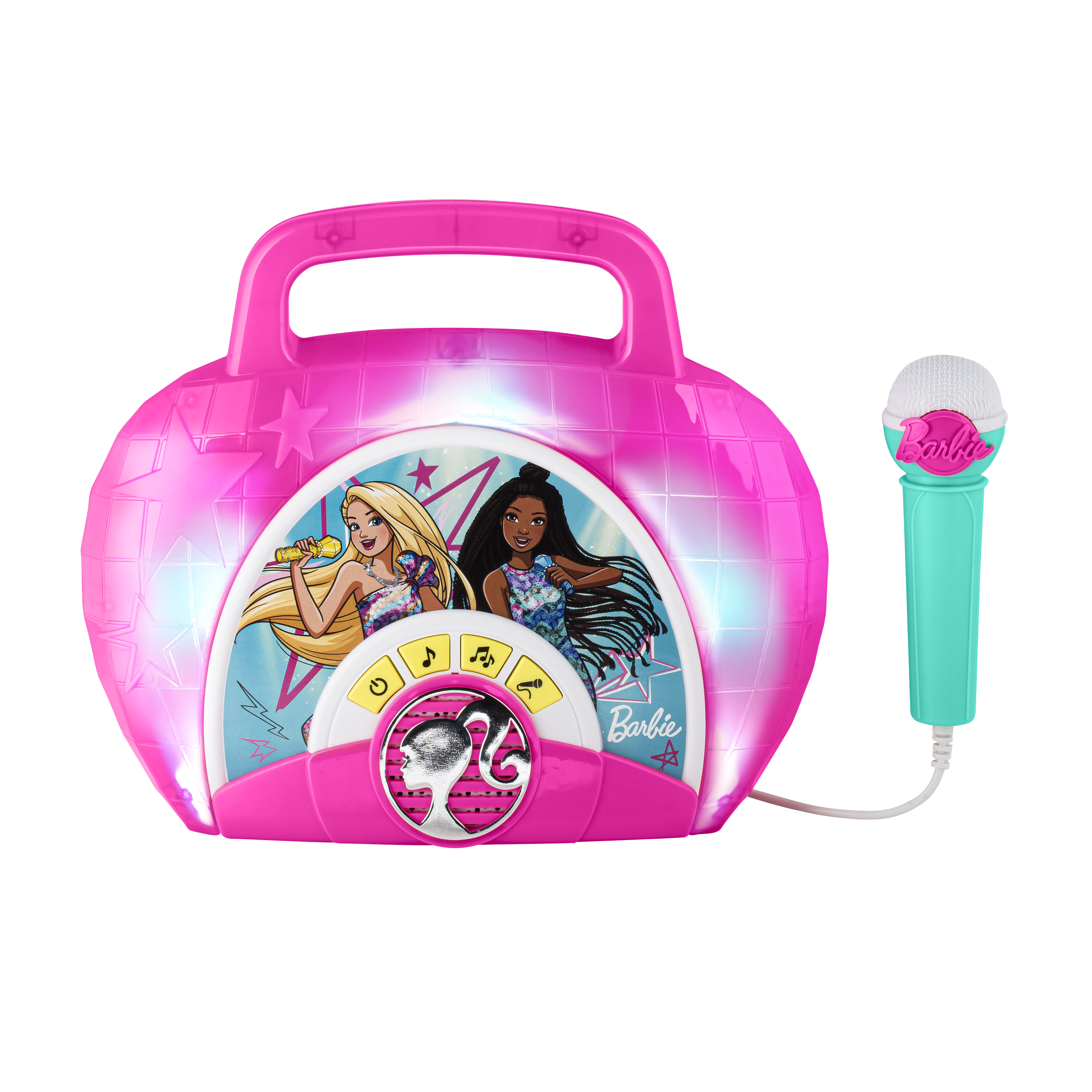 eKids Barbie Sing Along Boom Box Speaker with Microphone for Fans of Barbie Toys, Kids Karaoke ...