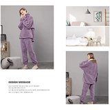 Women's Coral Fleece Pajamas Flannel Sleepwear Soft Pajamas Set Warm Loungewear 2 Piece Pjs Set ...