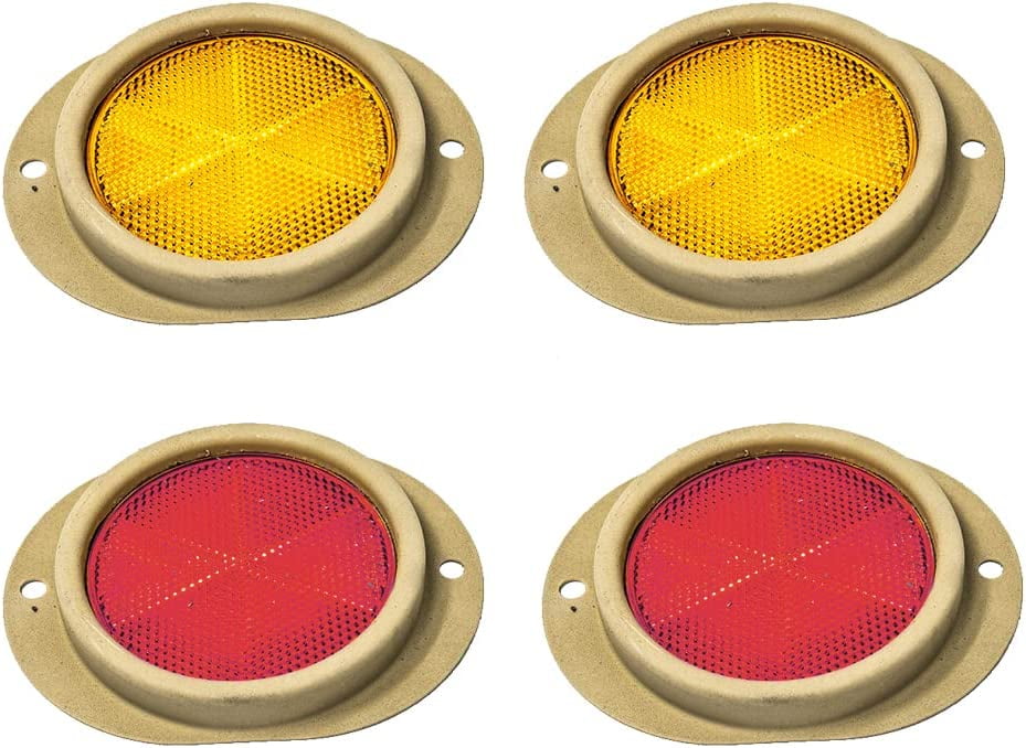 4 Military Vehicle Reflectors- 2 each Red/Amber Lens + Tan Body ...