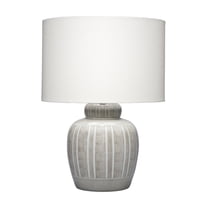 J&D Designs Cream Transitional Milk Jug Glass Table Lamp with Tapered ...